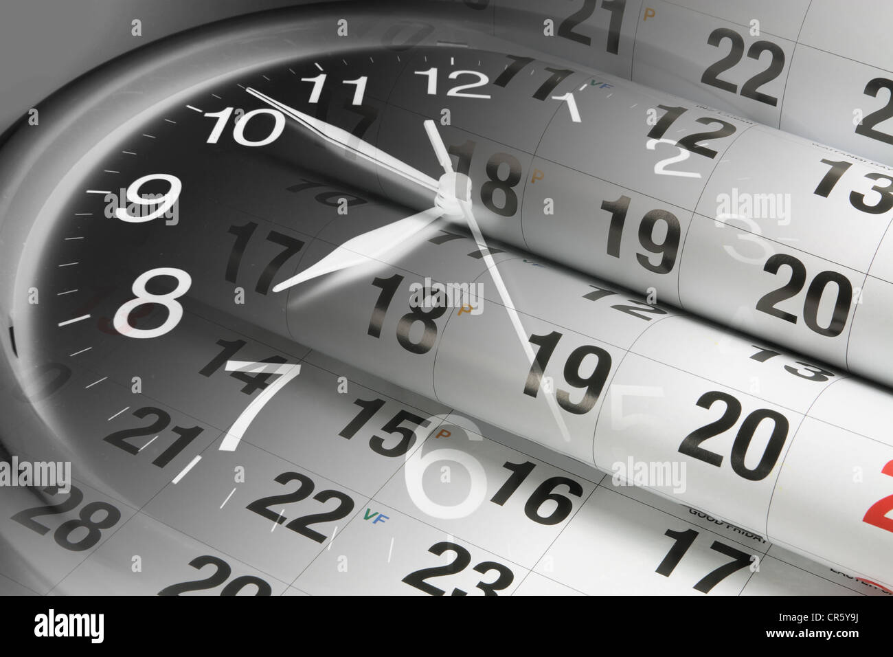 Calendar Pages and Clock Stock Photo - Alamy