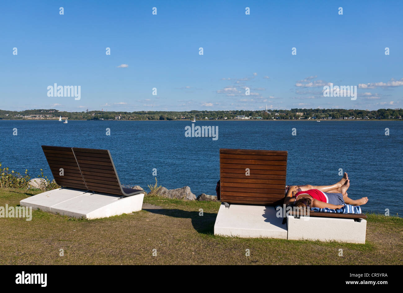 Canada, Quebec Province, Quebec City, Promenade Samuel de Champlain on ...