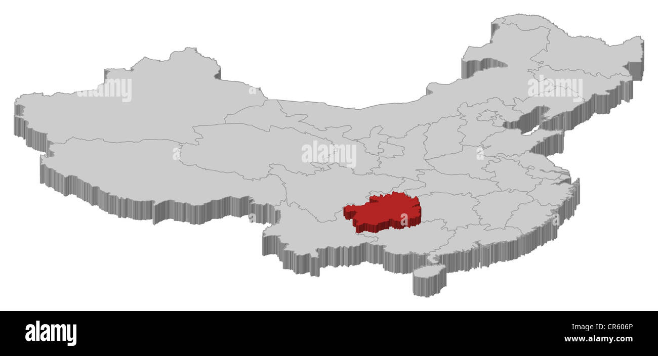 Political map of China with the several provinces where Guizhou is ...