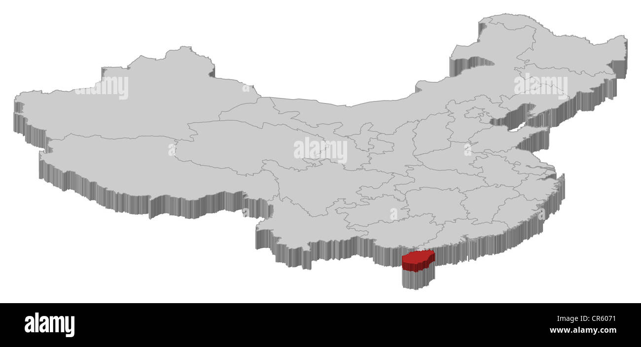 Political map of China with the several provinces where Hainan is ...