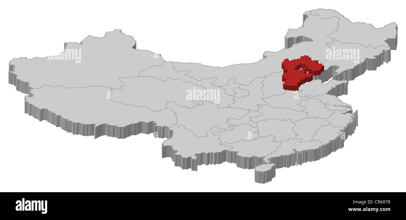 Political map of China with the several provinces where Hebei is ...