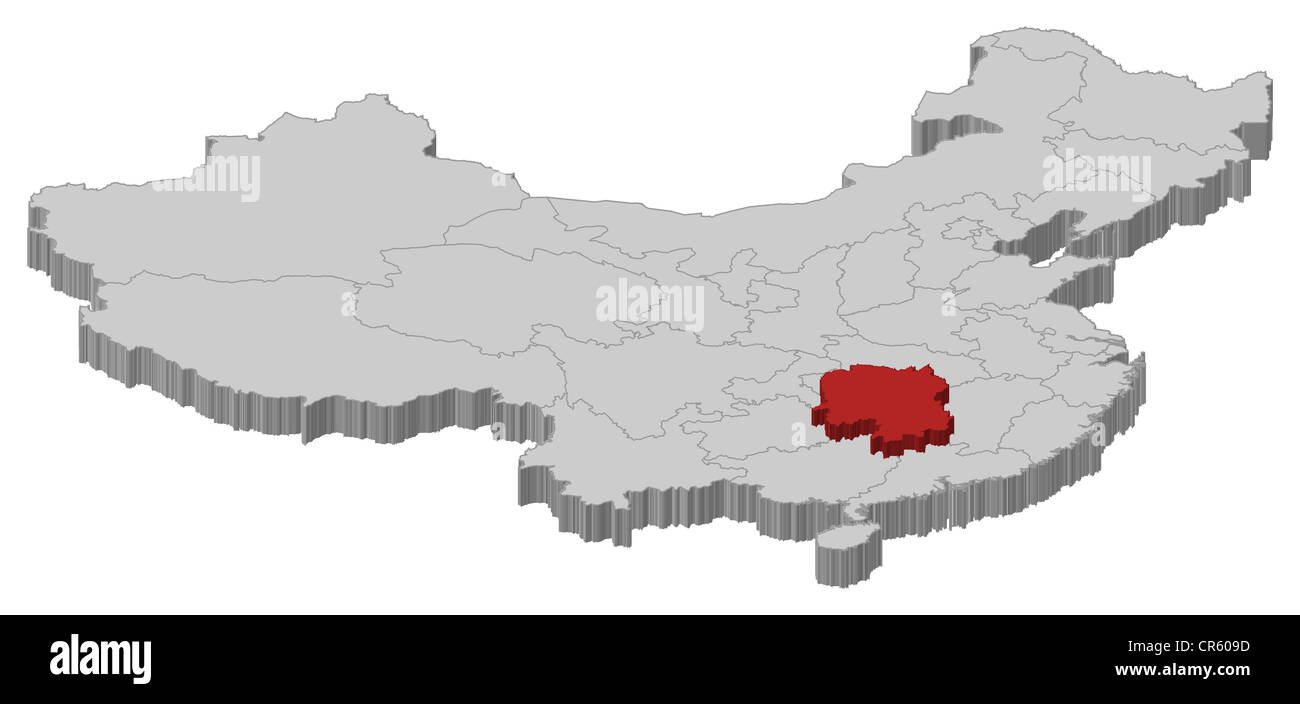 Political map of China with the several provinces where Hunan is ...