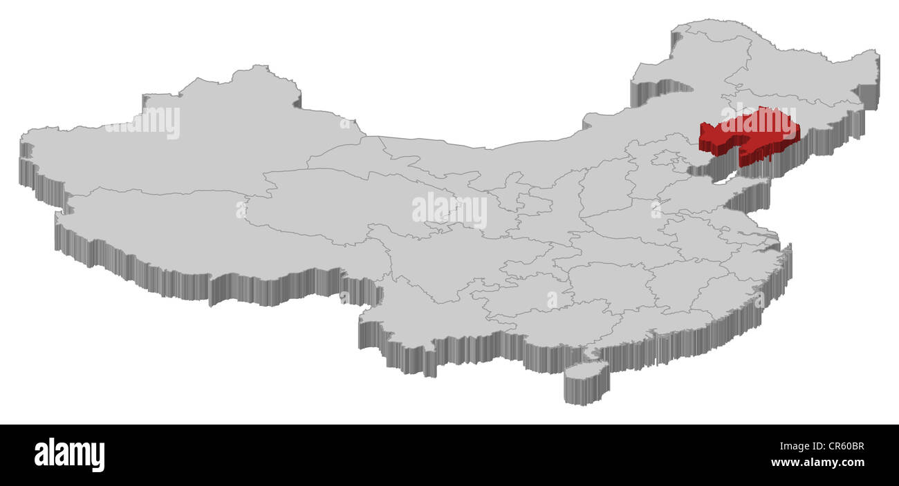 Political map of China with the several provinces where Liaoning is ...