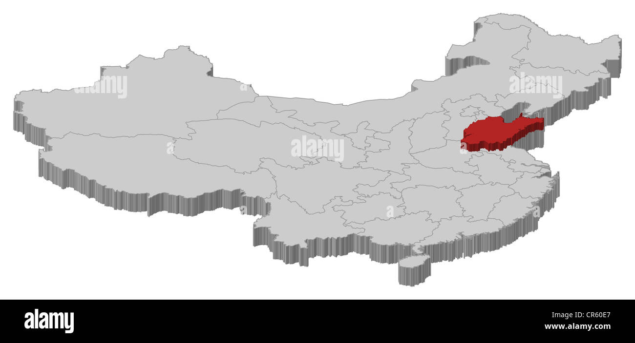 Political map of China with the several provinces where Shandong is ...