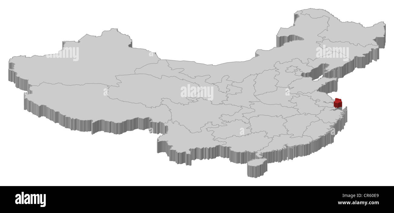 Political map of China with the several provinces where Shanghai is ...