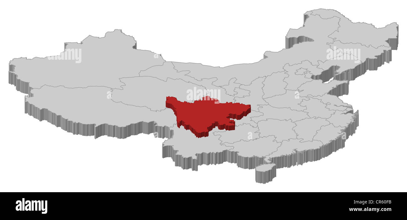 Political map of China with the several provinces where Sichuan is ...
