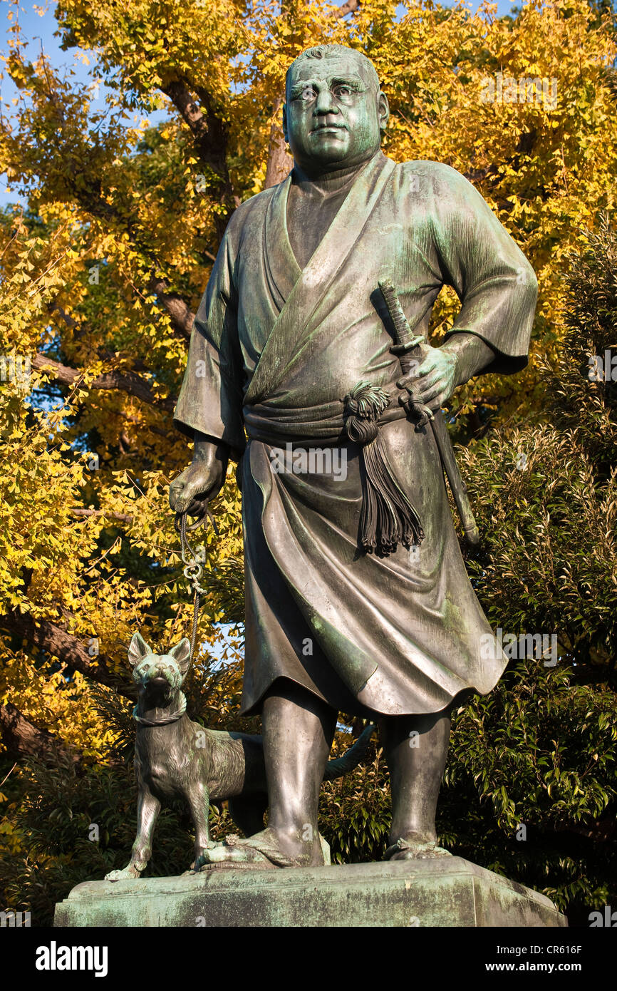 Japan, Honshu Island, Tokyo, the Ueno Park, statue of Saigo Takamori ...