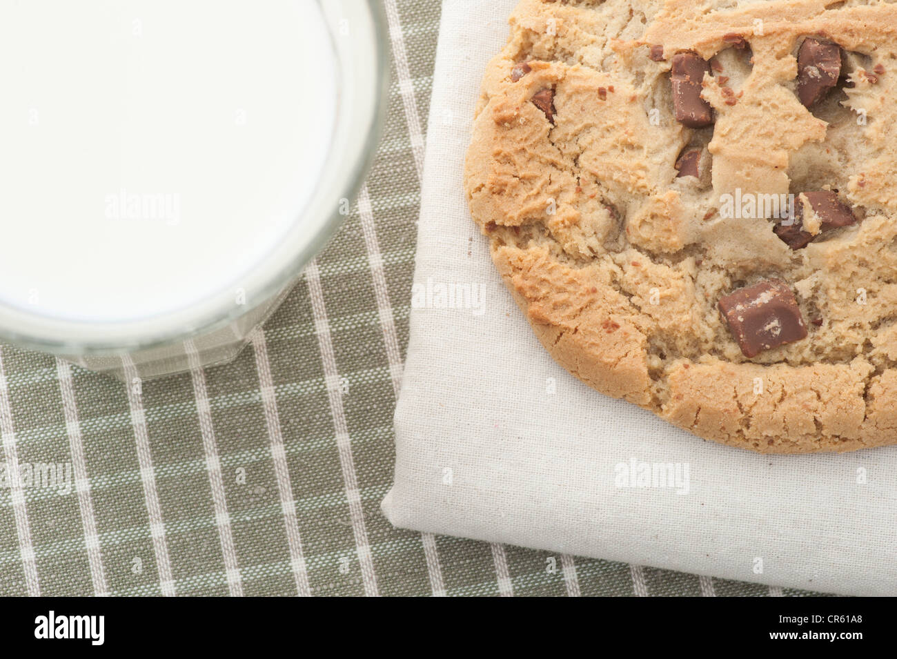 Chocolate chip cookie and a glass of milk Stock Photo - Alamy