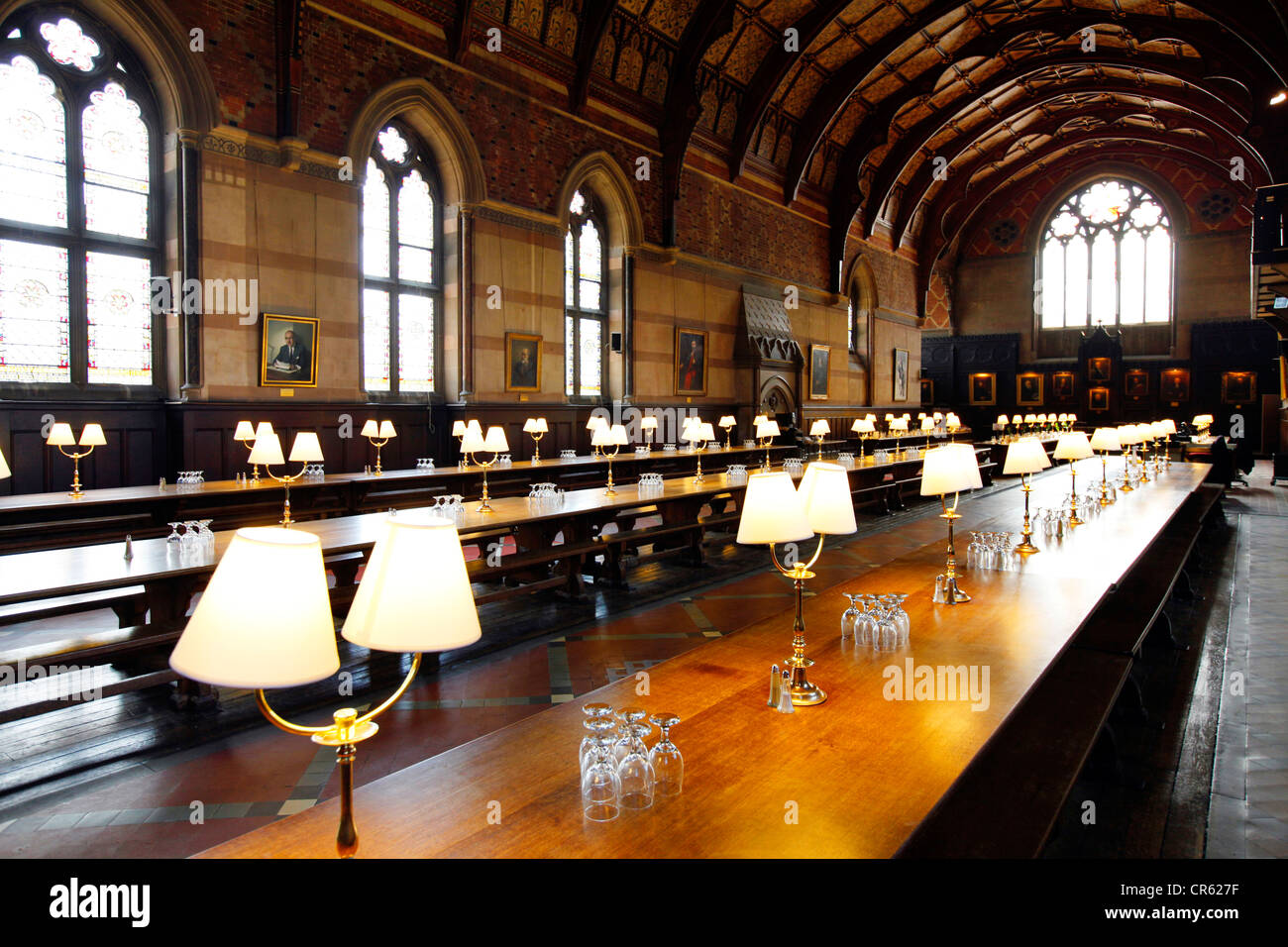 Historic dining hall of Keble College, One of 39 colleges, all of which ...