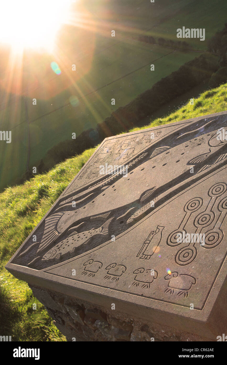 Stone Plinths on Pirn Hill, Innerleithen Stock Photo - Alamy