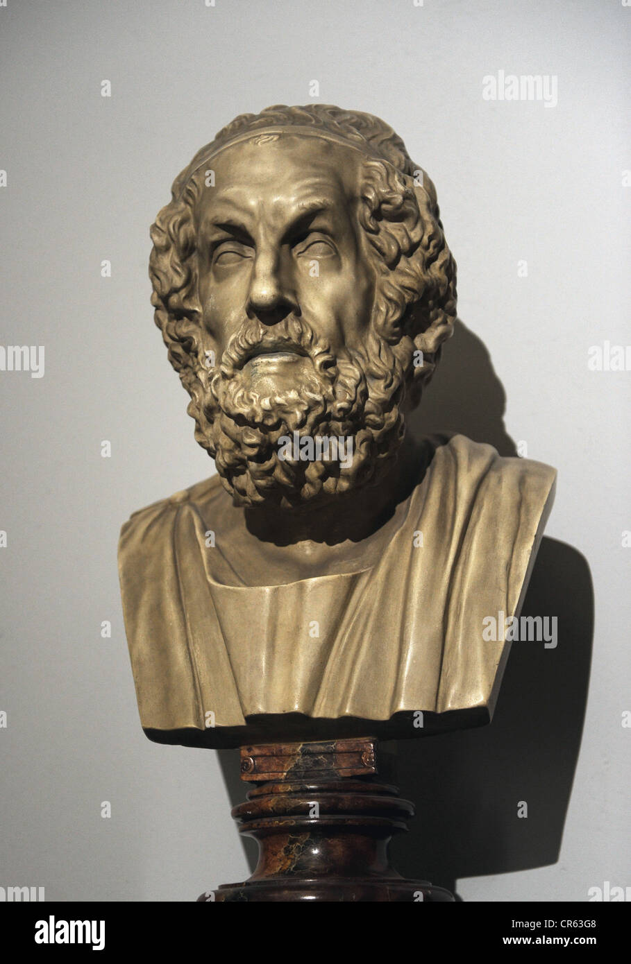 Homer (c.8th century). Greek epic poet. Modern copy of a hellenistic ...