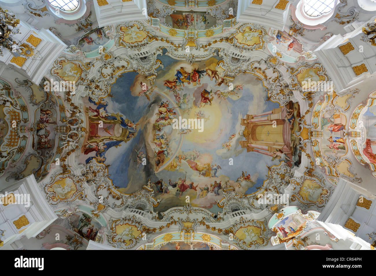 Ceiling fresco in Wieskirche, Wies Church, pilgrimage church of ...