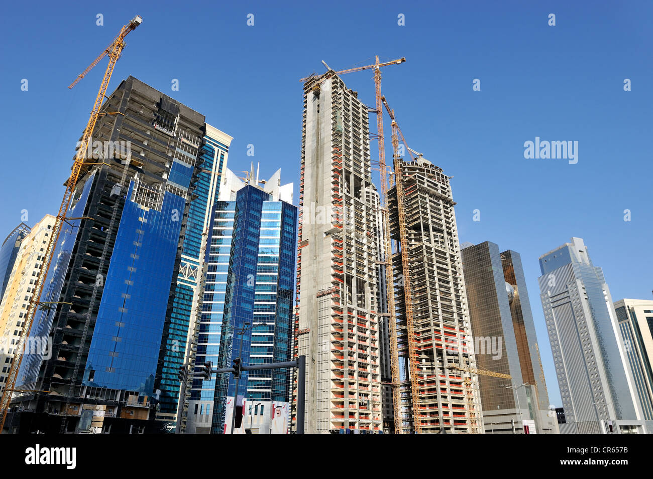 Construction of office buildings in the Financial District, Doha, Qatar ...