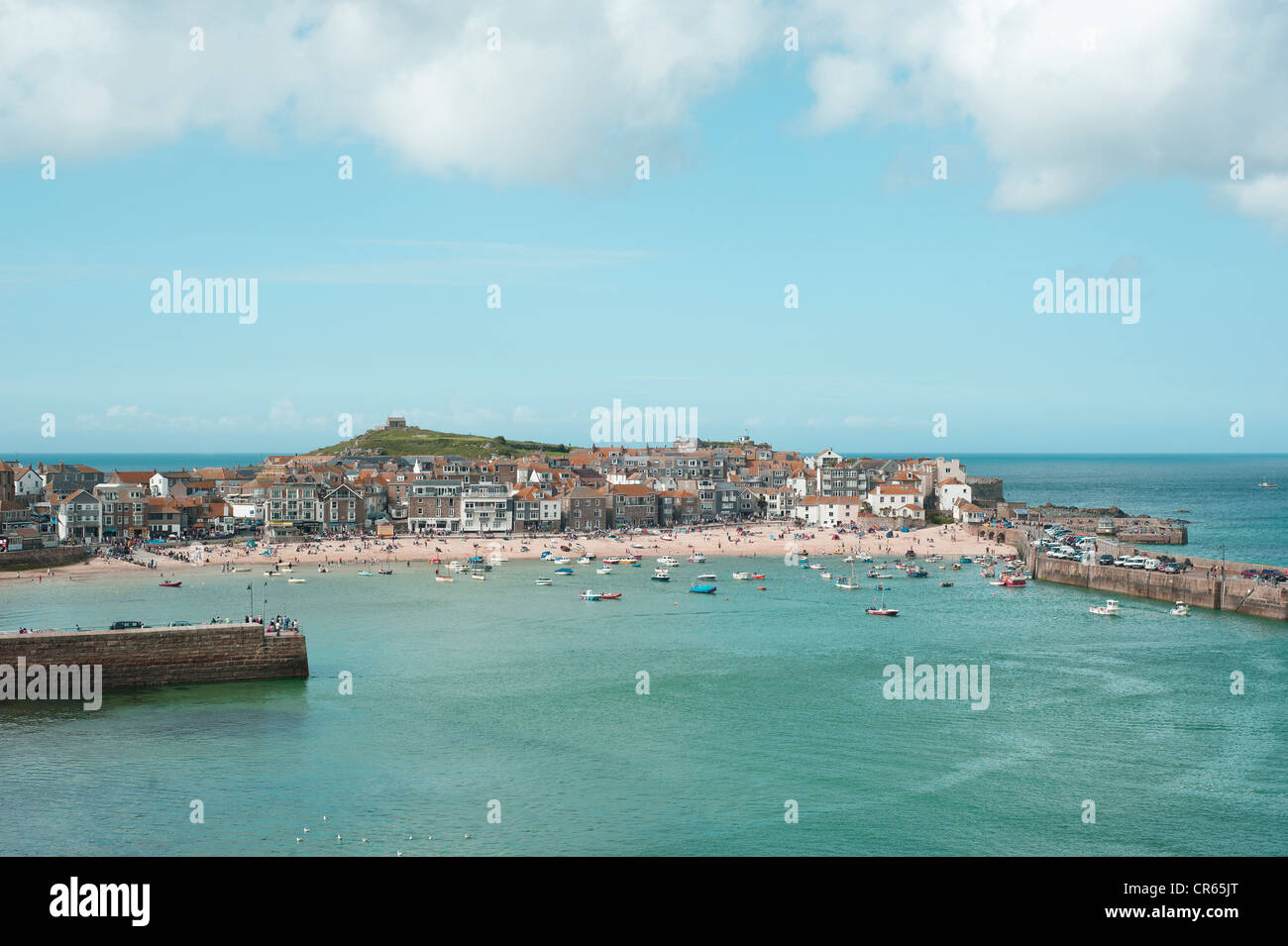 St Ives, Cornall, England, UK - View of beach and harbor Stock Photo ...