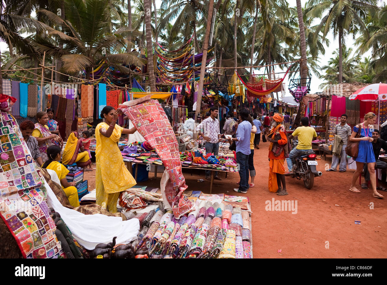 India, Goa State, Anjuna, Wednesday flea market created in the time of ...
