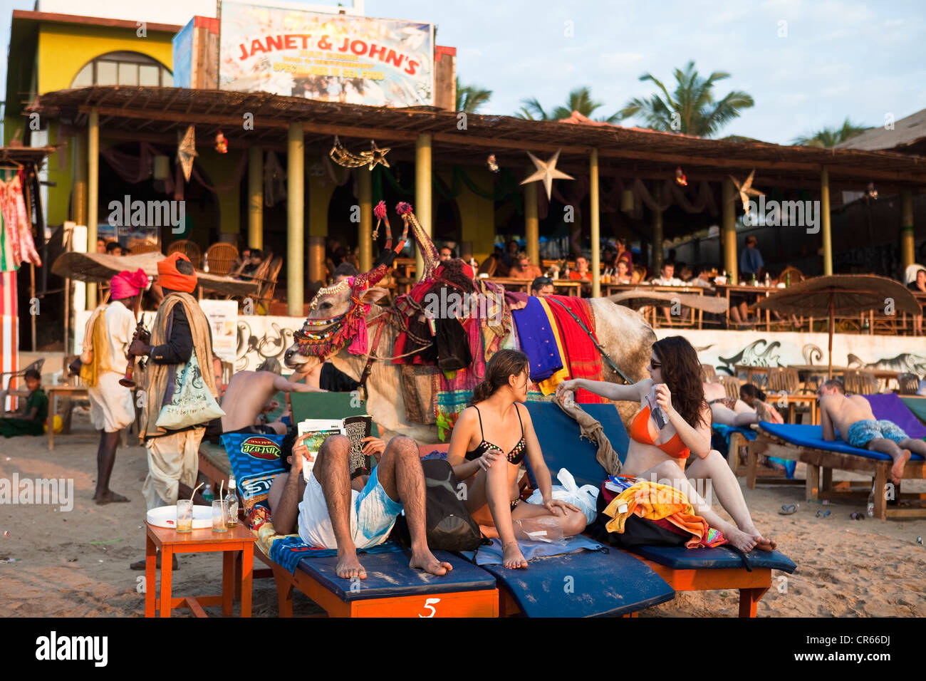 India, Goa State, Anjuna, restaurant on the beach Stock Photo - Alamy