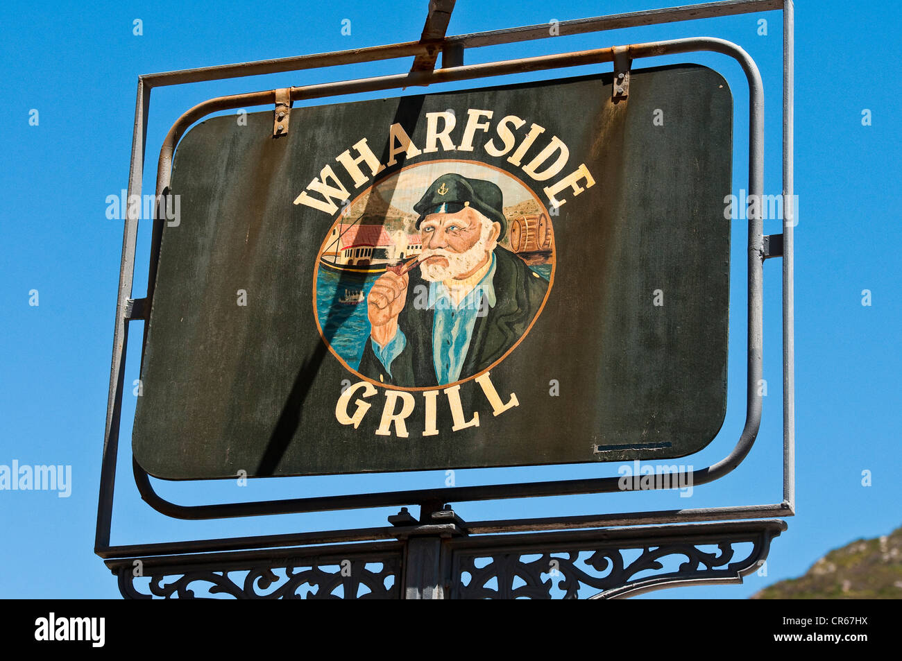 South Africa, Western Cape, Cape Peninsula, Hout Bay, the harbour, sign ...