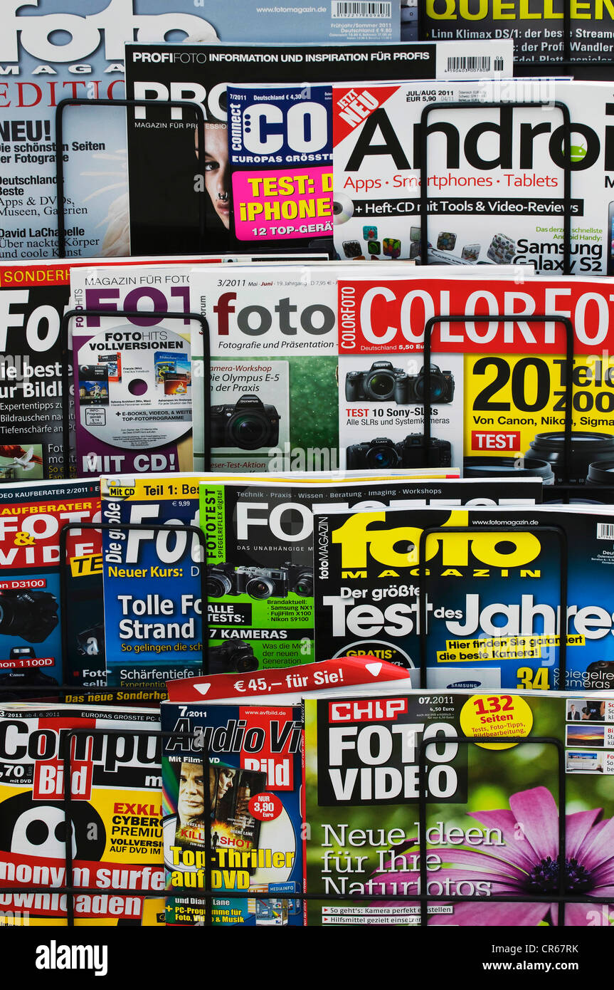 German photographic magazines, magazines on a display stand Stock Photo ...