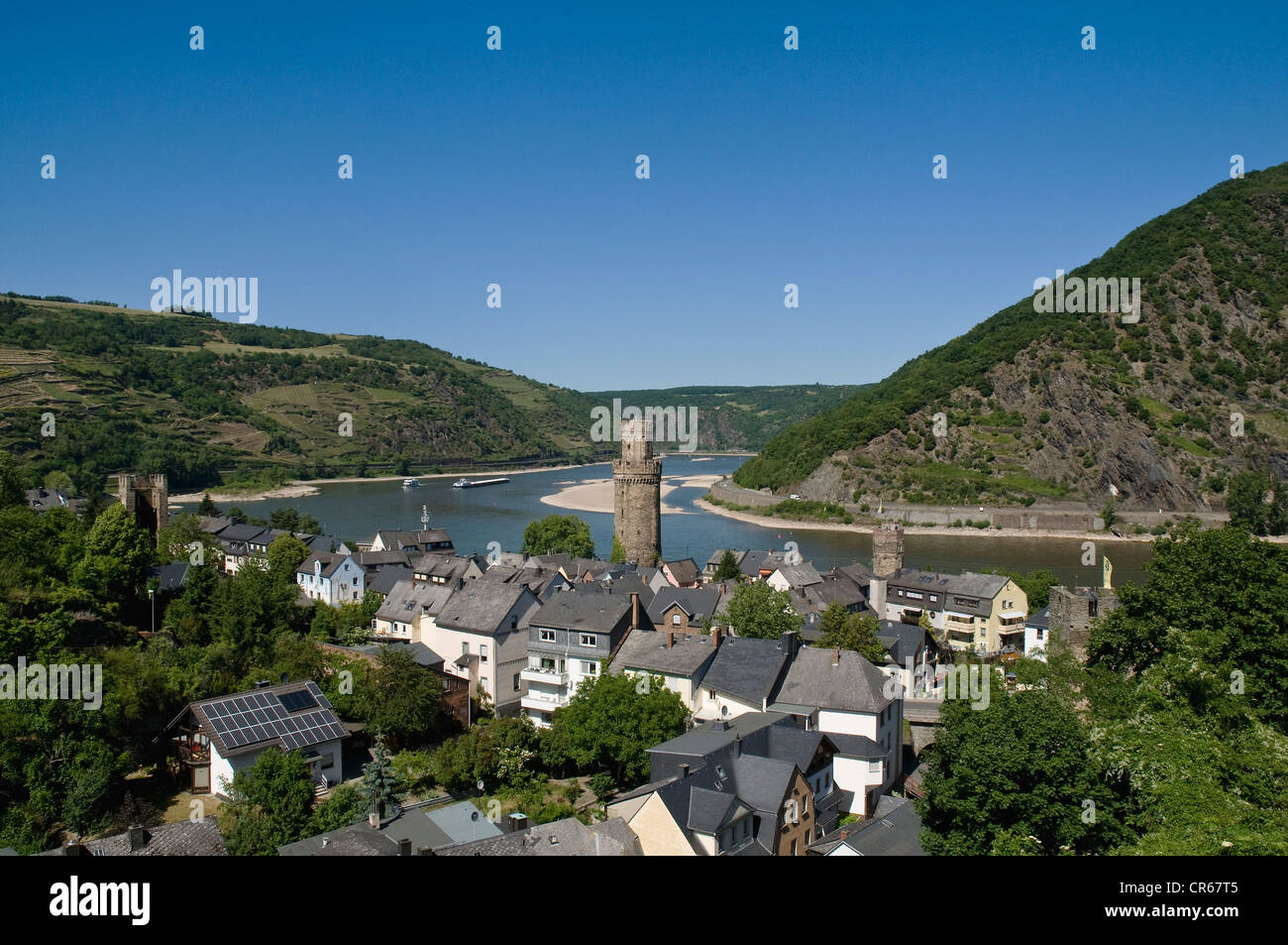 Bacharach am Rhein, overlooking the old town and the Rhine, UNESCO ...