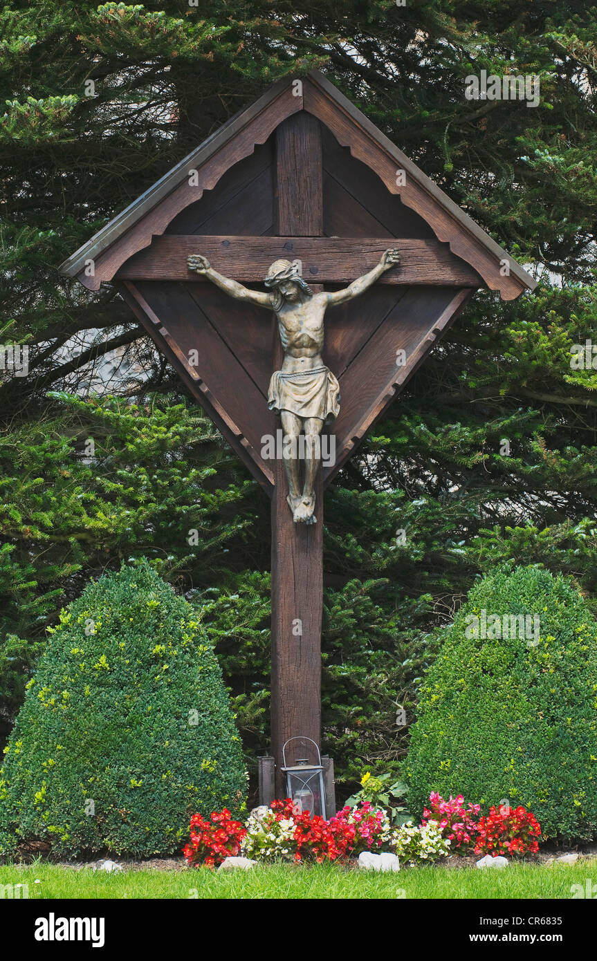 Wayside cross, crucifix, Sundern, Sauerland region, North Rhine ...