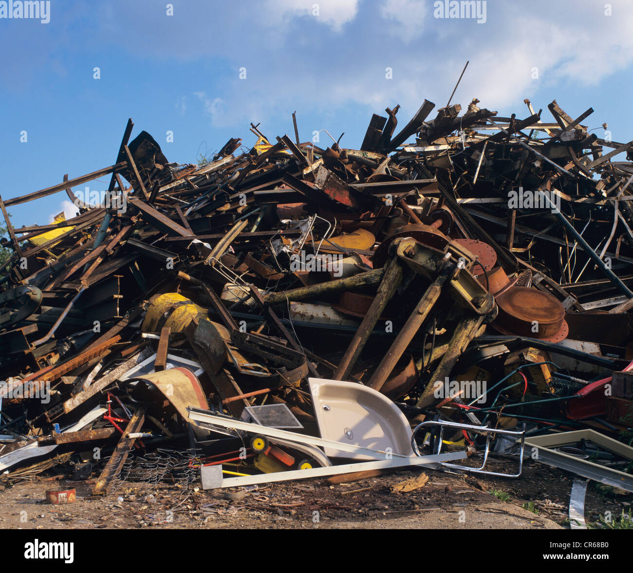 Heap of scrap metal at a waste yard, waste separation, recycling Stock ...