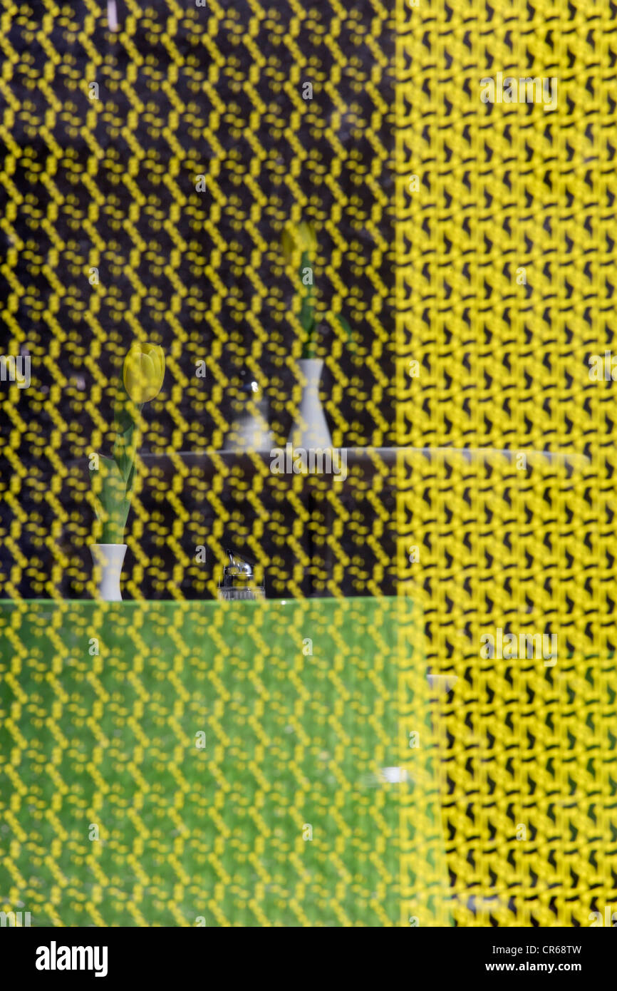 Germany, Munich, View through window and curtain Stock Photo - Alamy