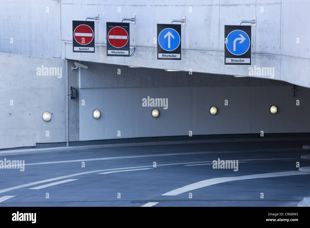 Europe, Germany, Munich, Empty entrance basement garage of ADAC center ...