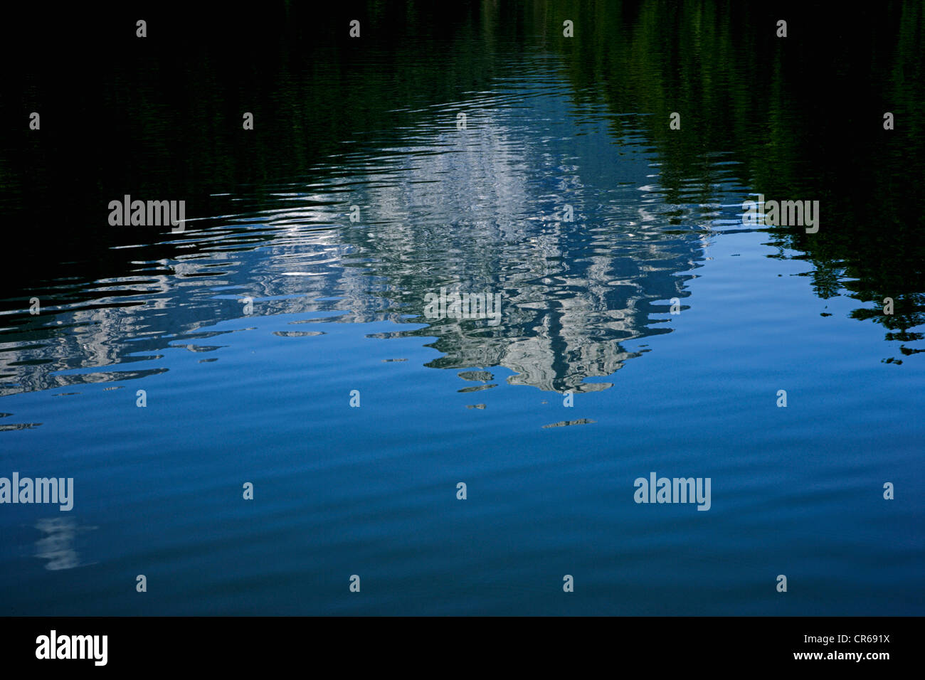 Germany, Bavaria, View of Waxenstein Mountains and lake Riessersee ...
