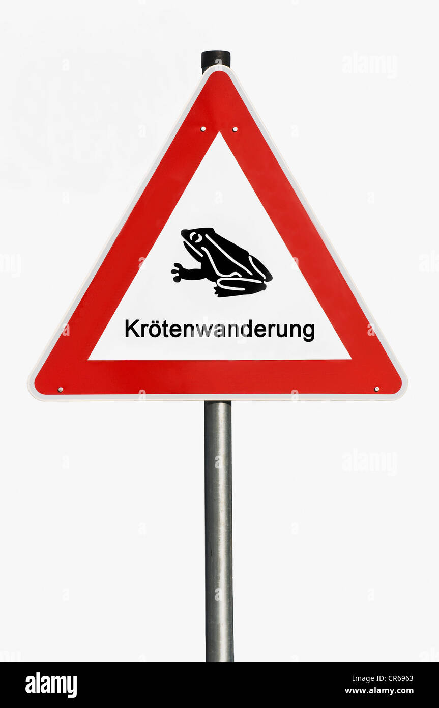 Danger sign, toad migration, toad pictogram Stock Photo - Alamy