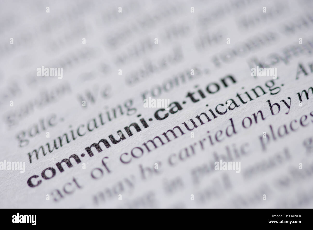 Dictionary page with communication definition, close up Stock Photo - Alamy