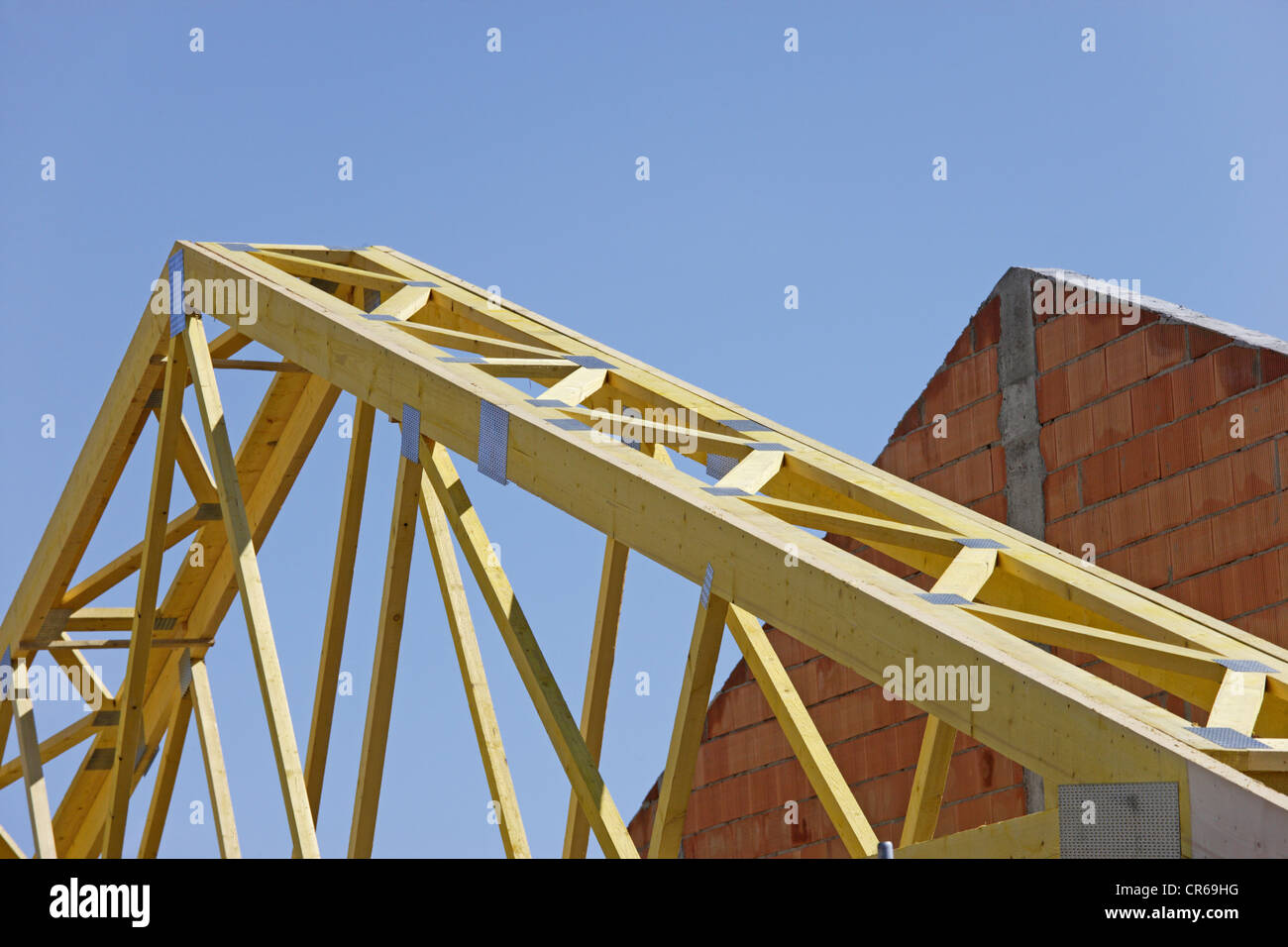 Germany, Bavaria, Construction frame in front of house building Stock ...