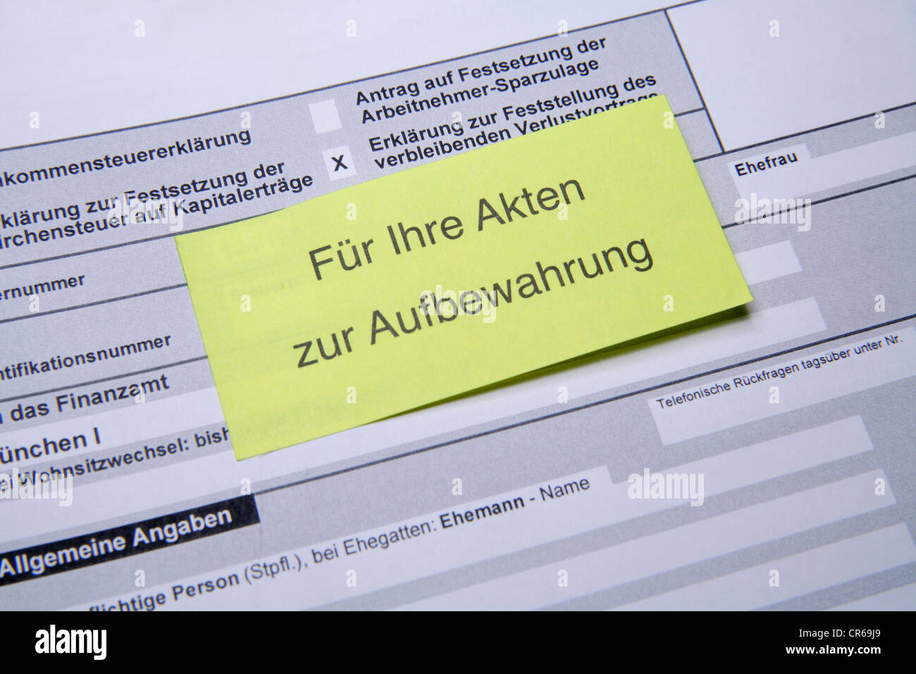 Germany, Tax form, close up Stock Photo - Alamy