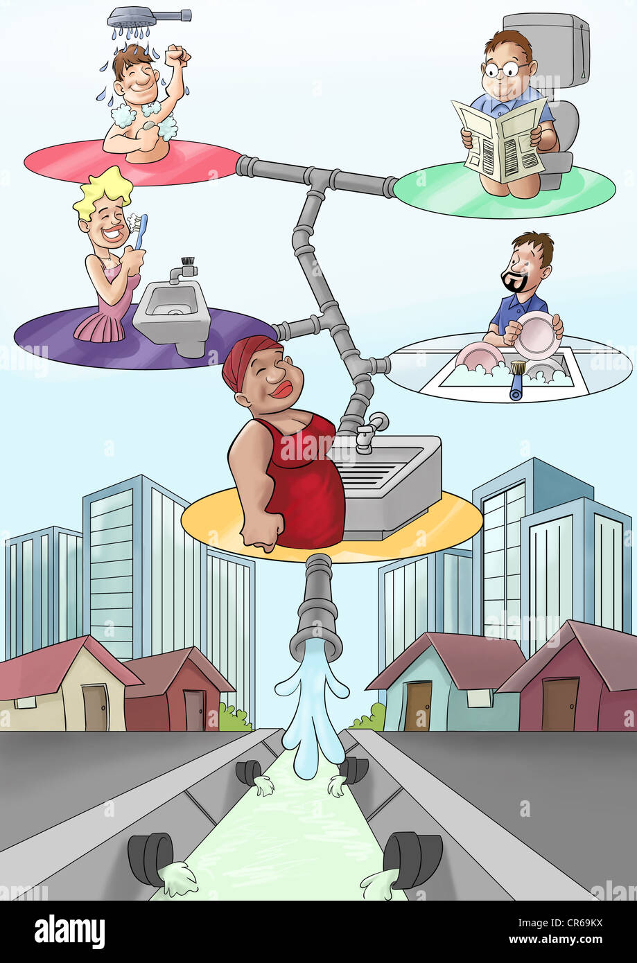 some people using the water and sewer system of the city Stock Photo ...