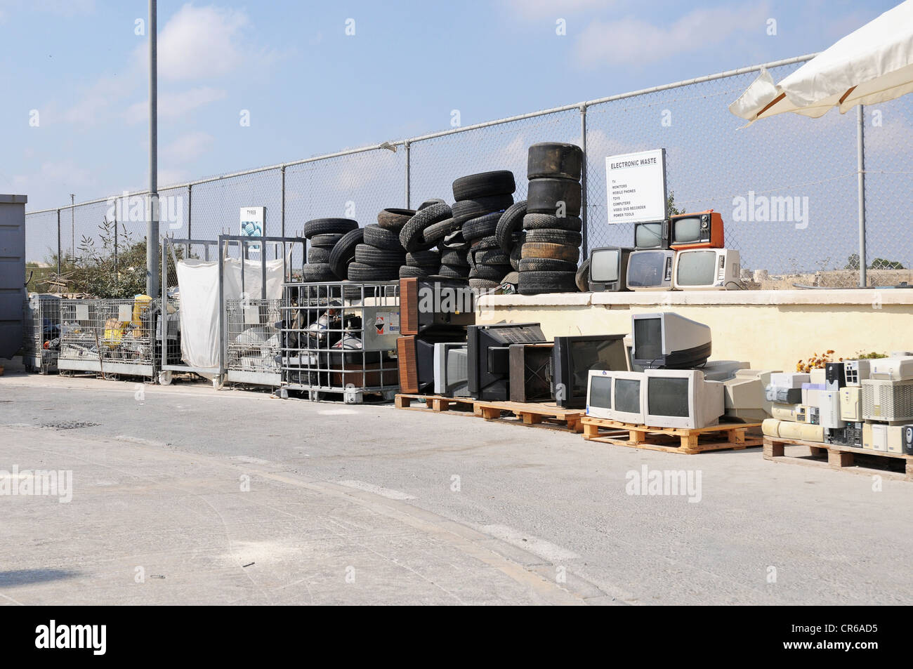 A section in a civic amenity site where materials are separated and ...