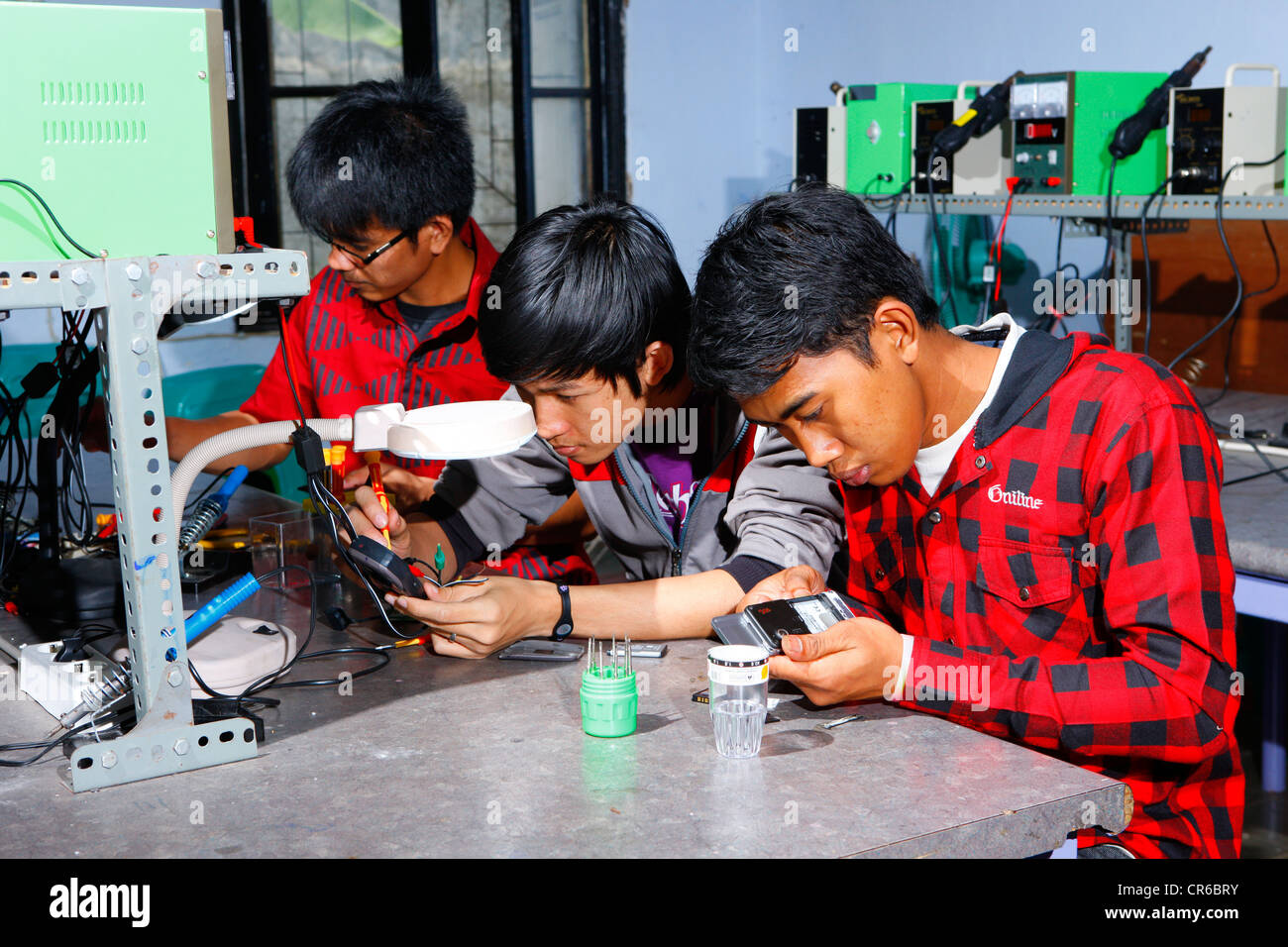 Teenagers being trained as electrical engineers, Sukabumi, Bandung ...
