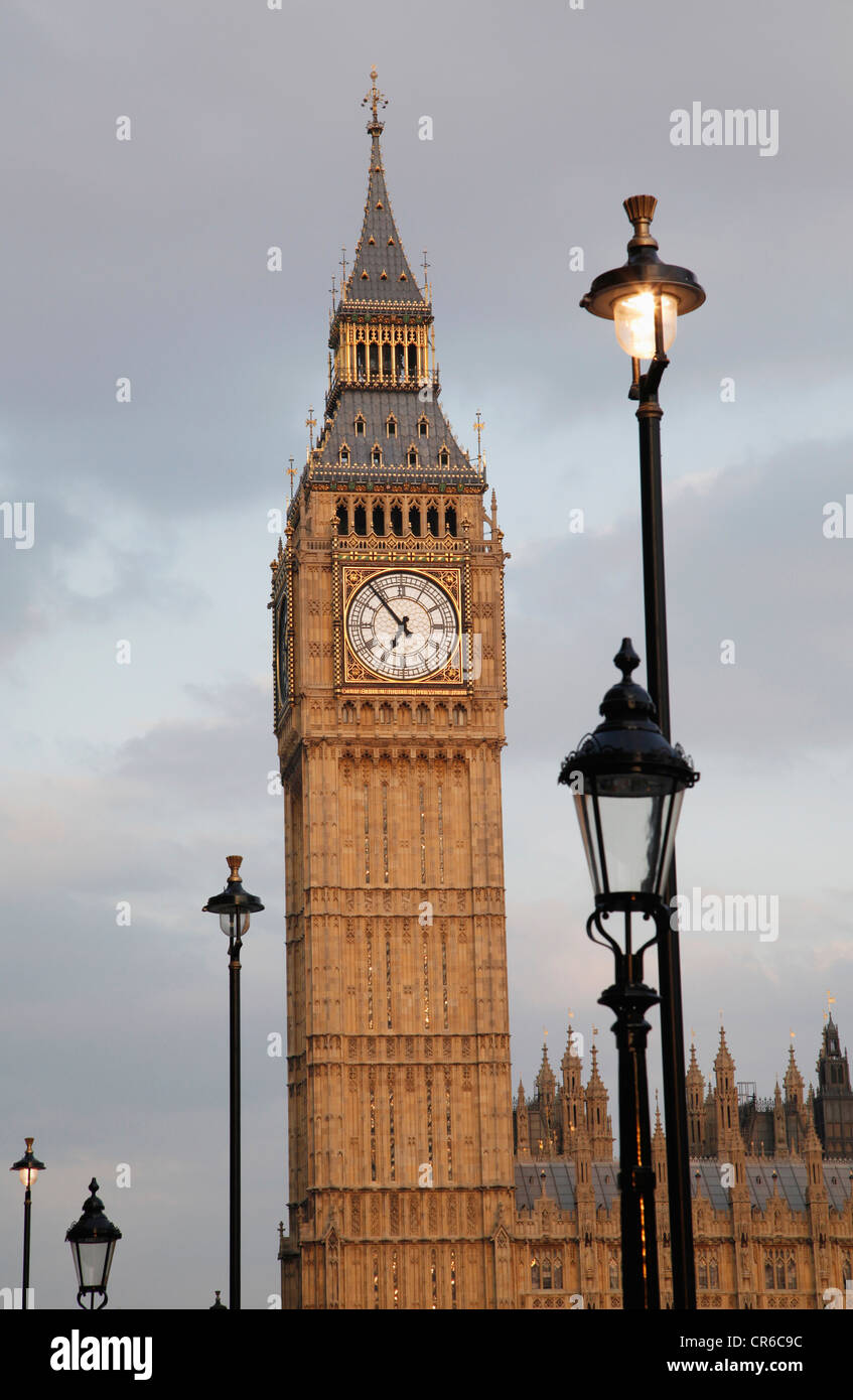 England, London, View of Big Ben tower and street light Stock Photo - Alamy
