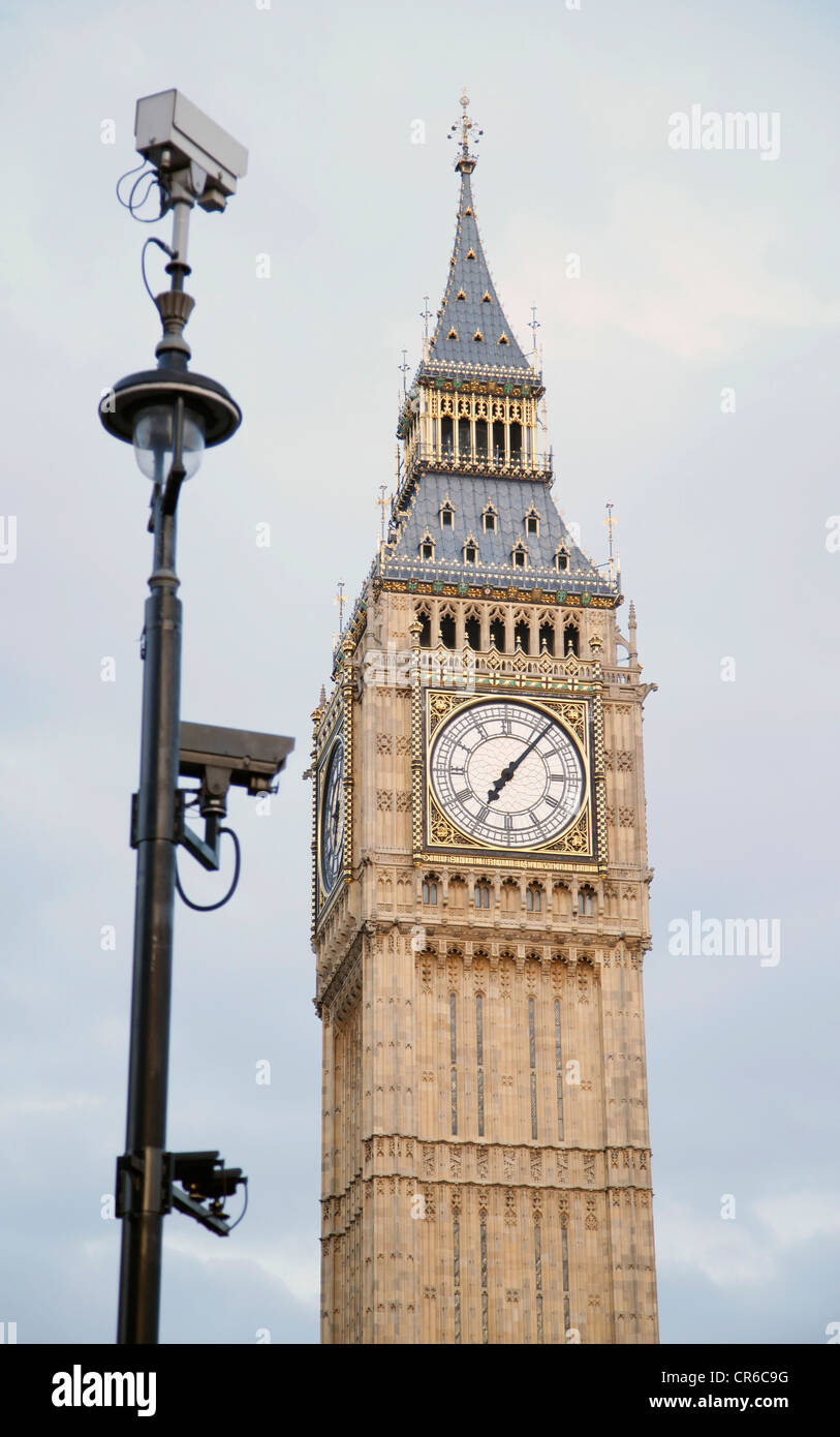 England, London, Observation camera in front of Big Ben tower Stock ...