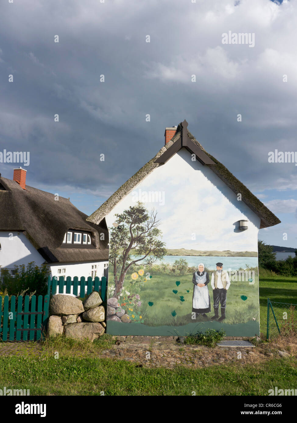 Germany, Island of Ruegen, Monchgut, View of painted house Stock Photo ...