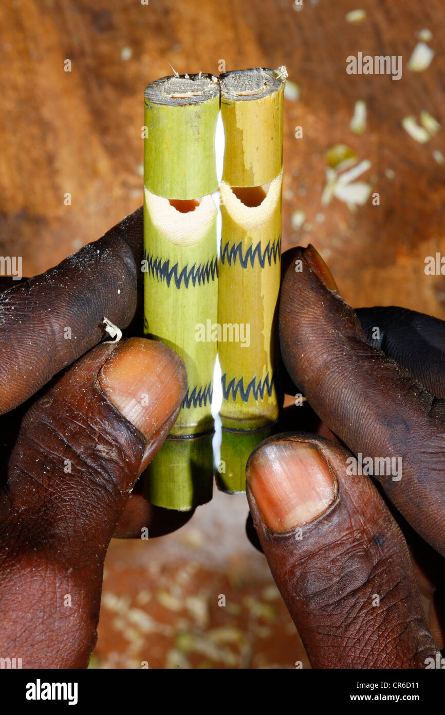 Production of bamboo pipes, Bafut, Cameroon, Africa Stock Photo - Alamy