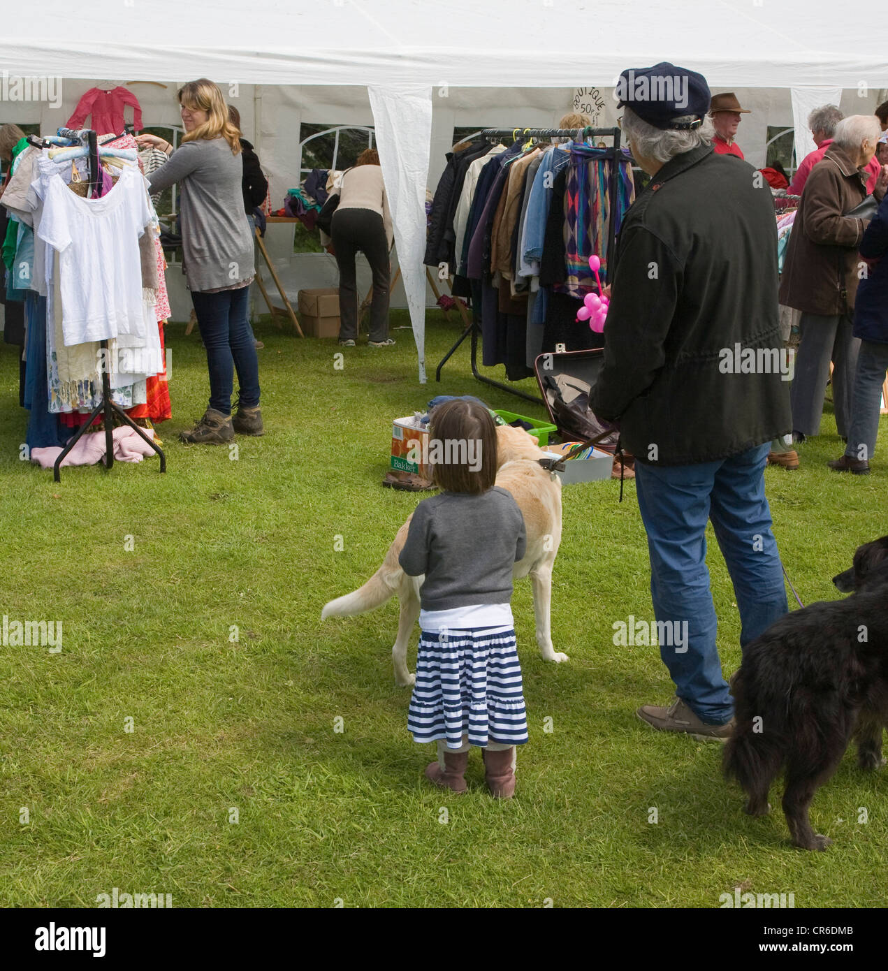 Second hand vintage clothes stall at summer fete Bawdsey, Suffolk ...