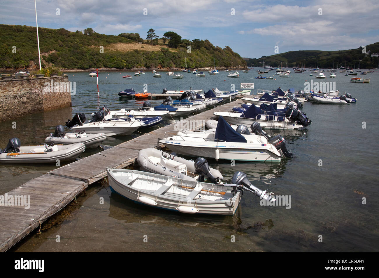 Moored boat's at Salcombe, Devon, England, United Kingdom Stock Photo ...