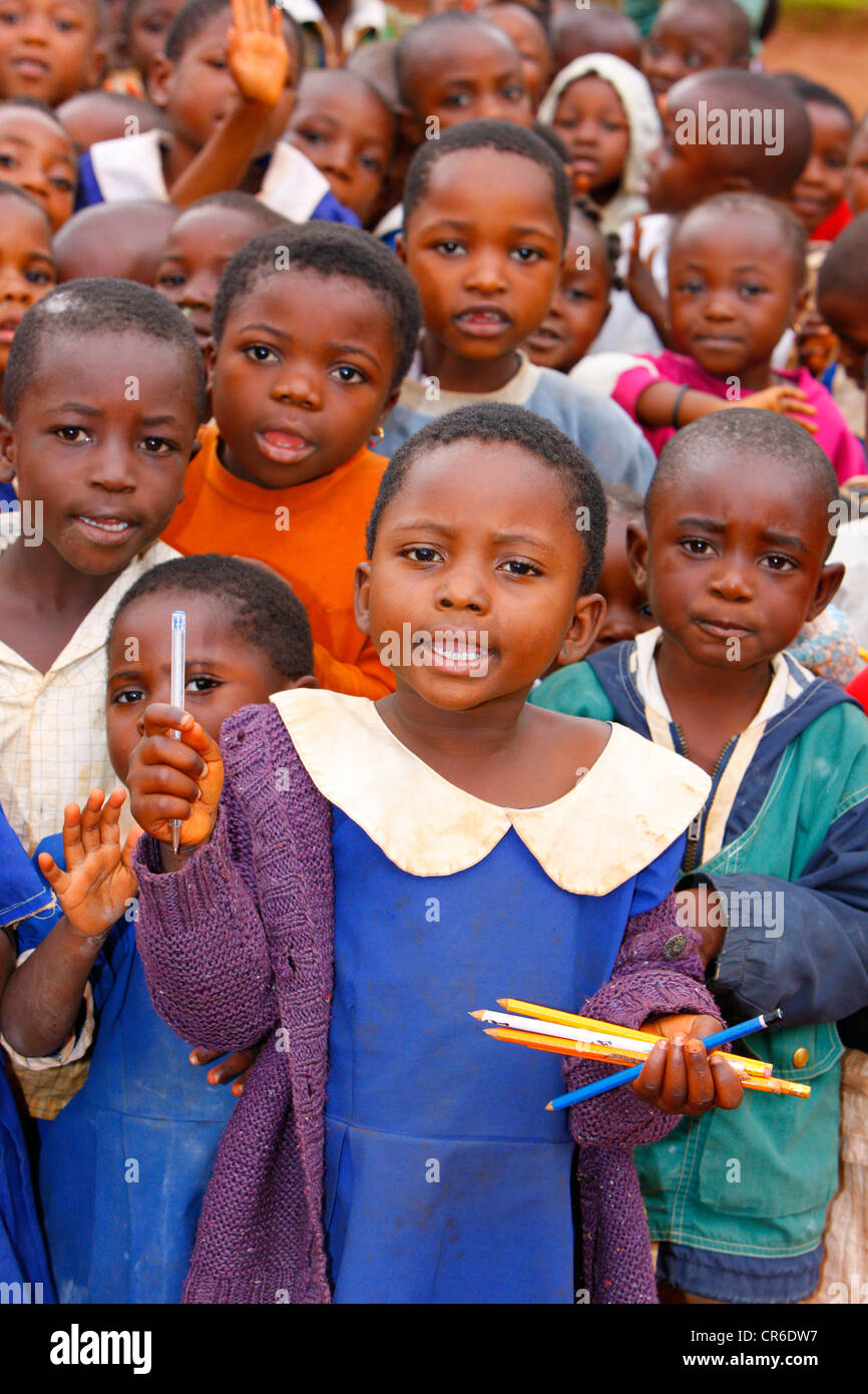 School children, 7, wearing school uniforms, primary school, Bamenda ...
