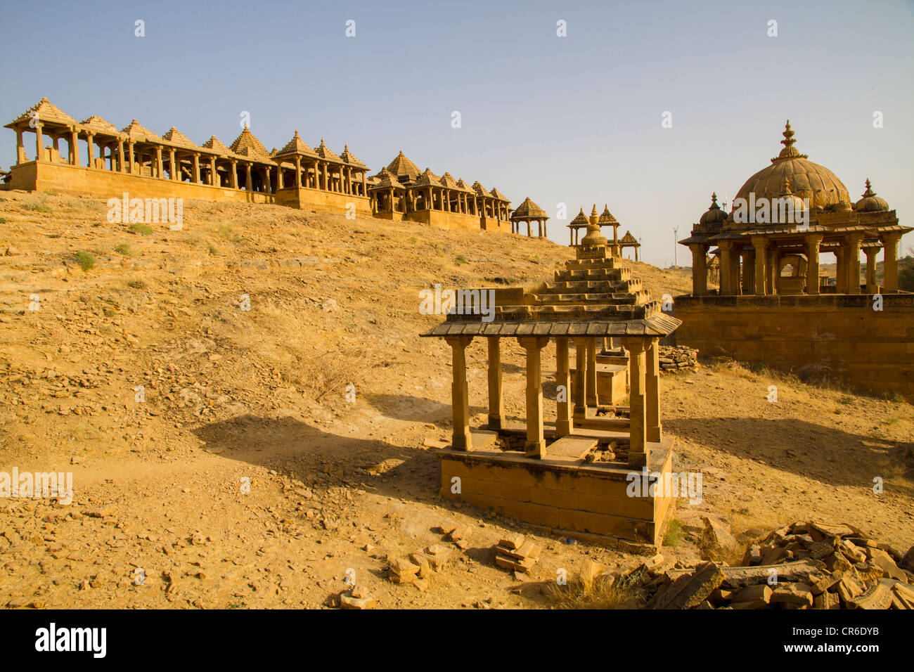 India, Rajasthan, Jaisalmer, View of Bada Bagh Cenotaphs Stock Photo ...