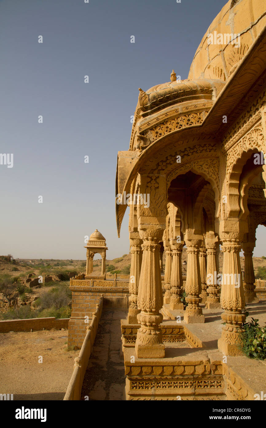 India, Rajasthan, Jaisalmer, View of Bada Bagh Cenotaphs Stock Photo ...