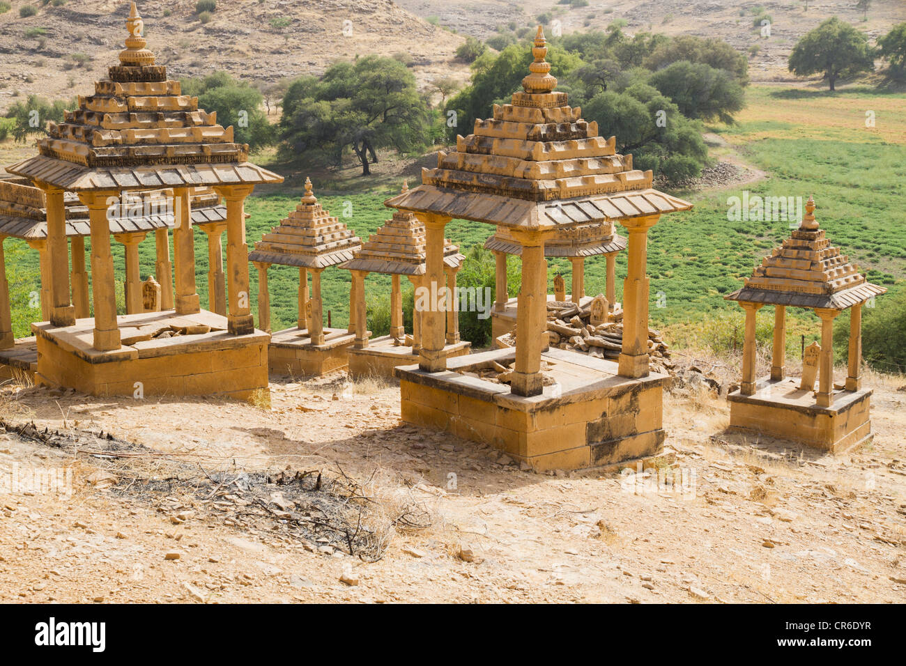 India, Rajasthan, Jaisalmer, View of Bada Bagh Cenotaphs Stock Photo ...