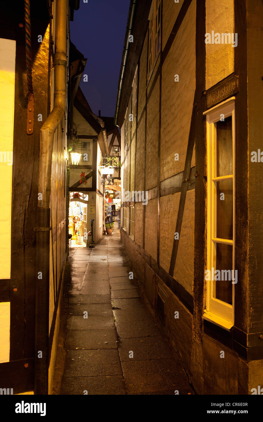Germany, Bremen, View of empty alley at night Stock Photo - Alamy