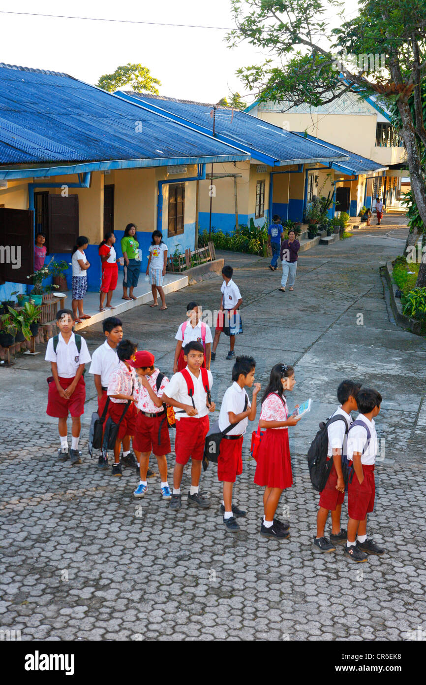 Children in school uniform in the yard, Gelora Kasih orphanage ...