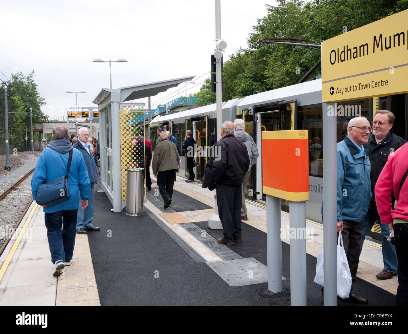 Oldham Mumps Temporary Metrolink stop. Oldham, Greater Manchester, UK ...