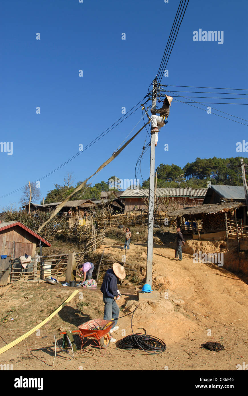 Laos , Hmong village Nam Kha , village electrification by lao-german ...