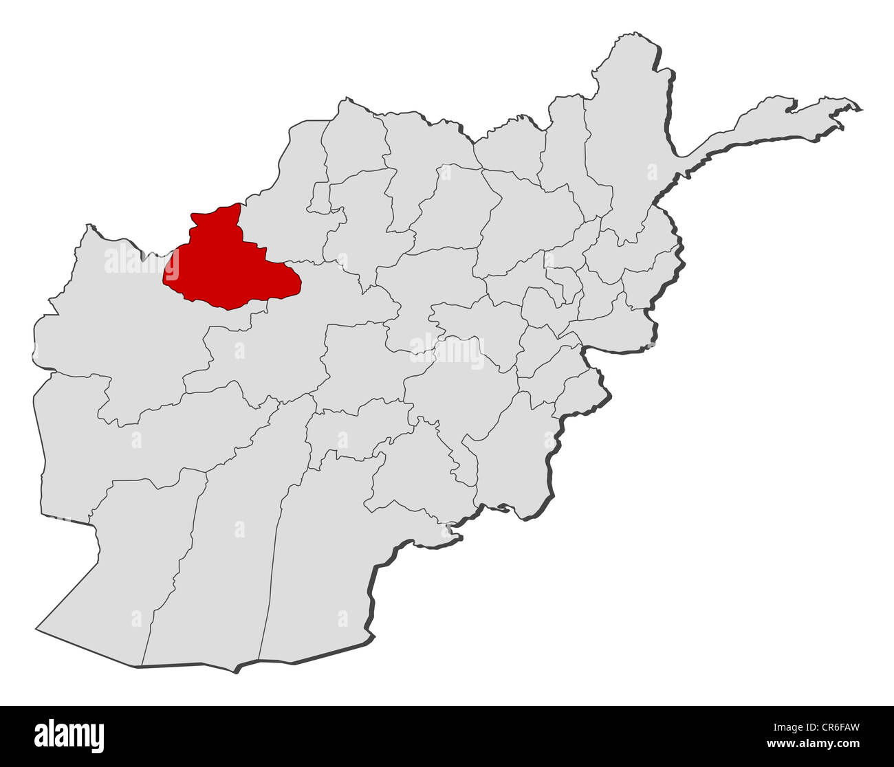 Political map of Afghanistan with the several provinces where Badghis ...